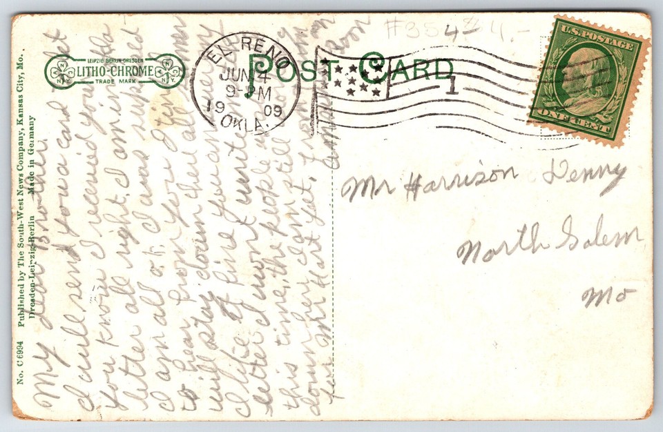 El Reno Oklahoma~Main Street Birdseye View~1909 Postcard | eBay UK