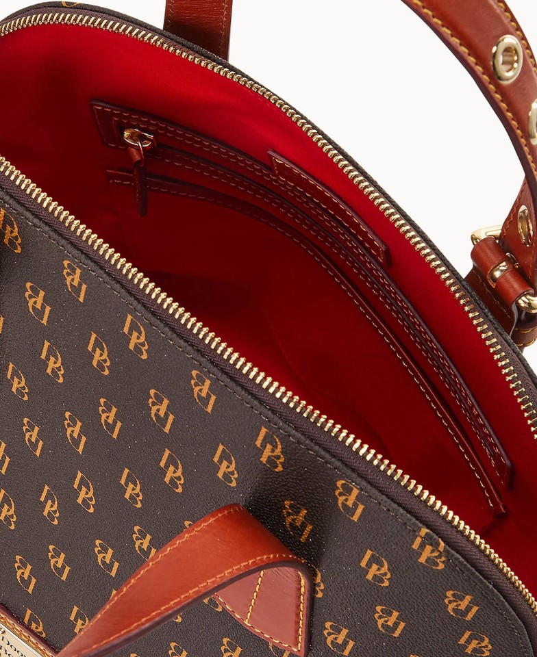 NWT Dooney & Bourke Gretta Small Audrey Satchel Tote Bag Brown/Navy New ...