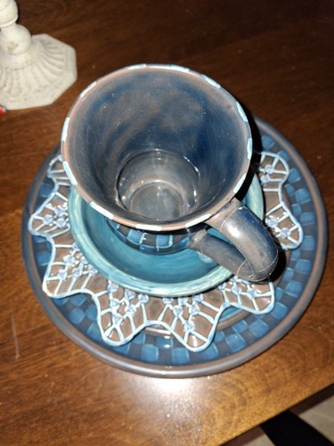 Rare Mackenzie Childs Wittika Complete Place Setting In Picts (BLUE) 5 ...