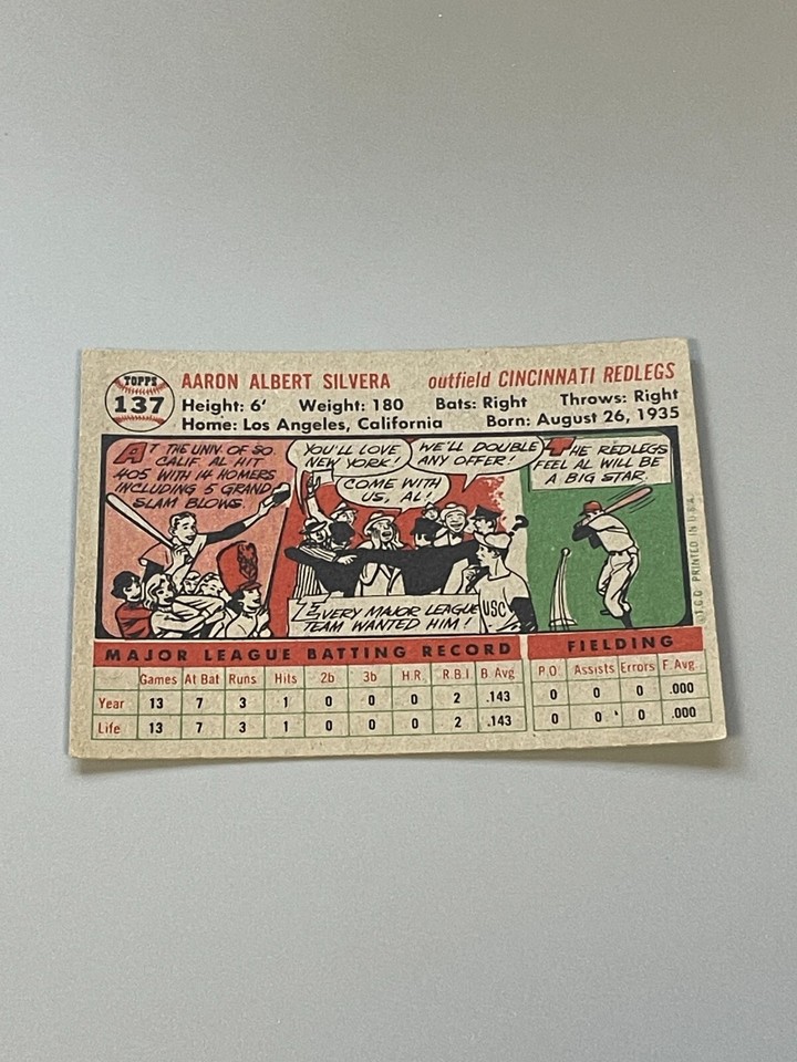 1956 Topps #137 Al Silvera - VG/EX | eBay