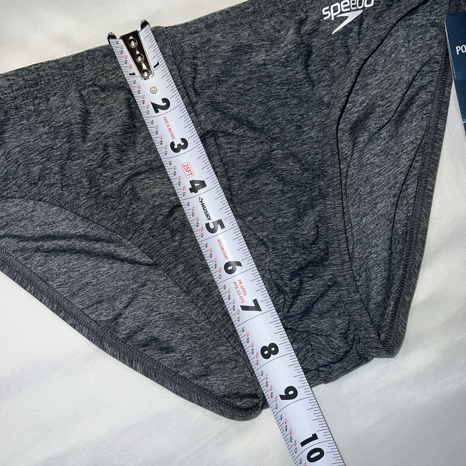 Men’s Speedo Solar Bikini Swim Brief, PowerFlex Eco, Heather Grey, Size ...