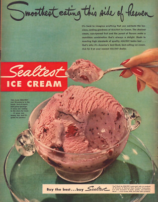 Sealtest Strawberry Ice Cream Smoothest Eating - 1950 Vintage Print Ad ...