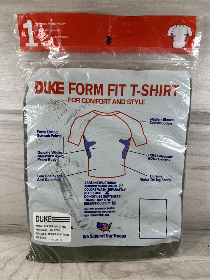 NEW Dri-Duke Crew Neck Stretch T-Shirt Form Fit OLIVE Hunting Hiking ...