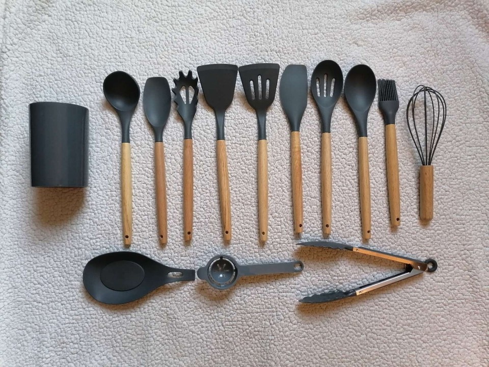 14 Pcs Silicone Cooking Utensil Kitchen Set Heat Resistant Nonstick ...