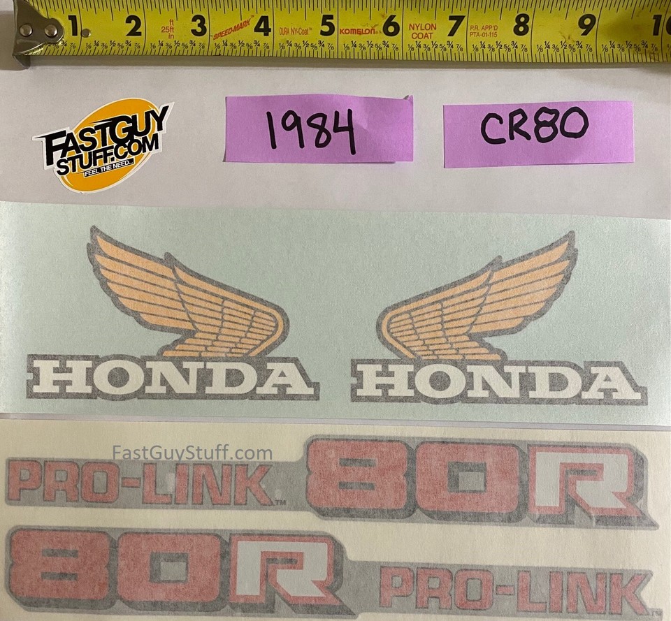 LICENSED HONDA VINTAGE 1984 CR80R tank & swingarm decal sticker set ...