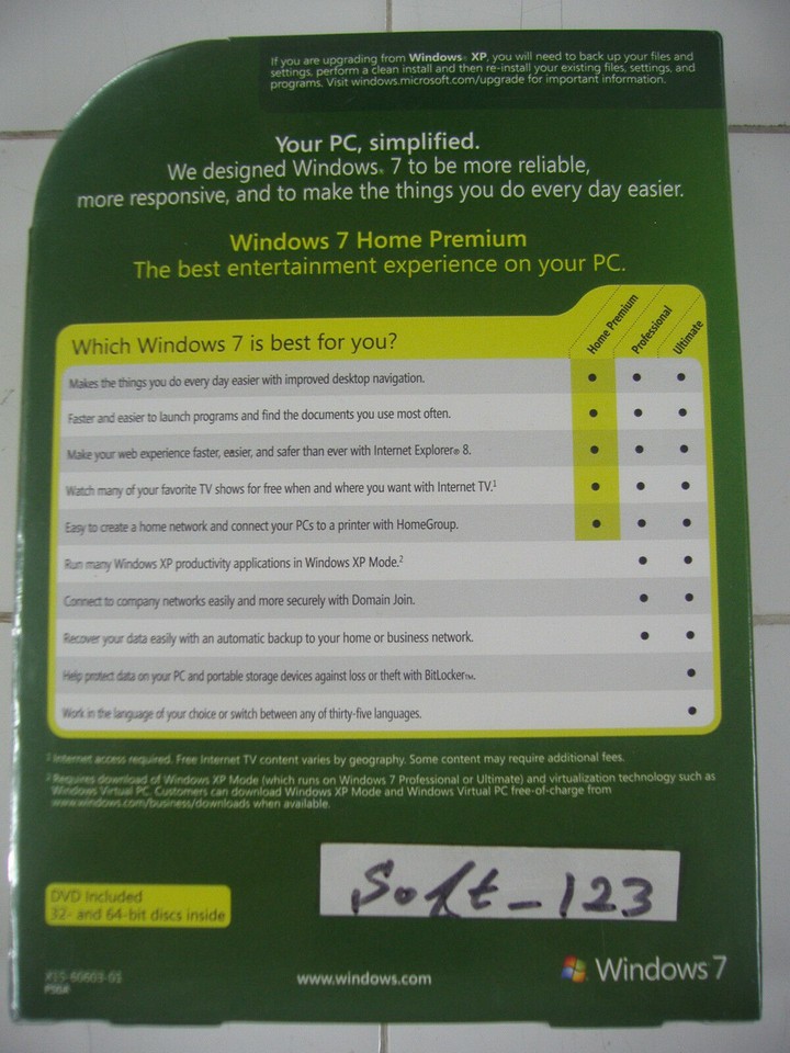 Microsoft Windows 7 Home Premium Full English 32 & 64 Bit DVDs =NEW ...