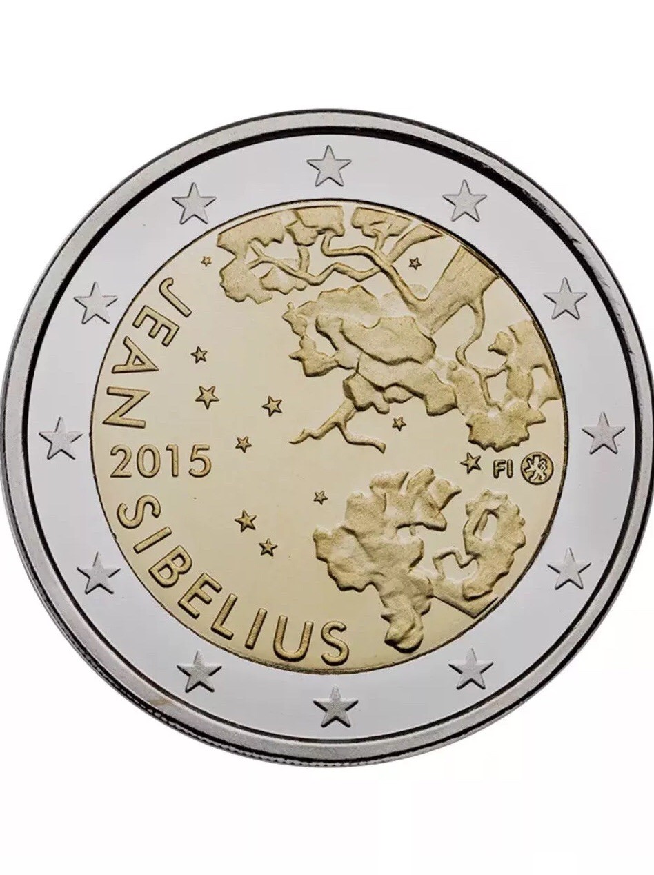 Finland 🇫🇮 2 Euro Coin 2015 Jean Sibelius UNC Forest Suomi branches ...