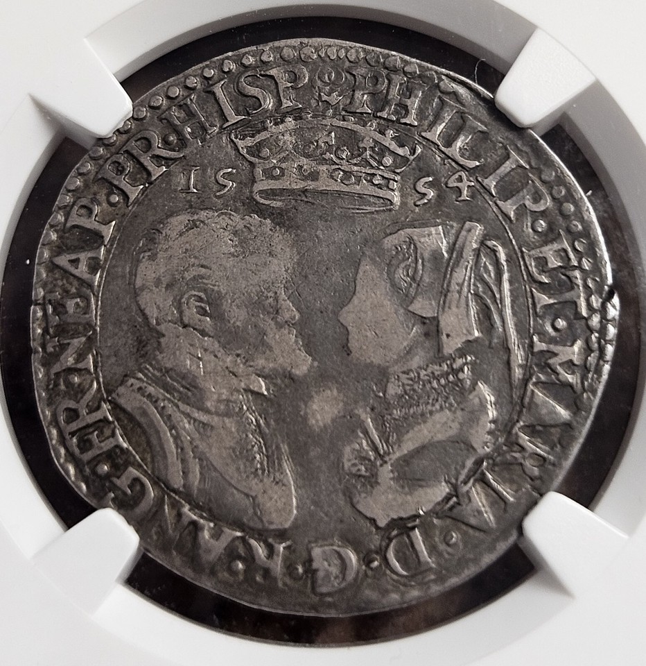 1554 England KING PHILLIP & MARY 1 shilling! EXTREMELY RARE!! ONL 1 ...