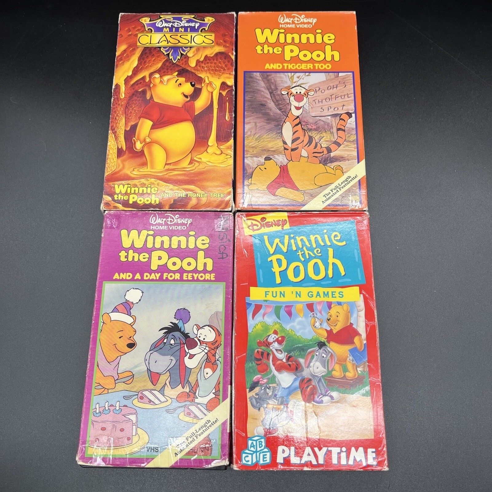 Lot Of 4 Winnie The Pooh VHS Cardboard Sleeves Playtime Mini Classics ...