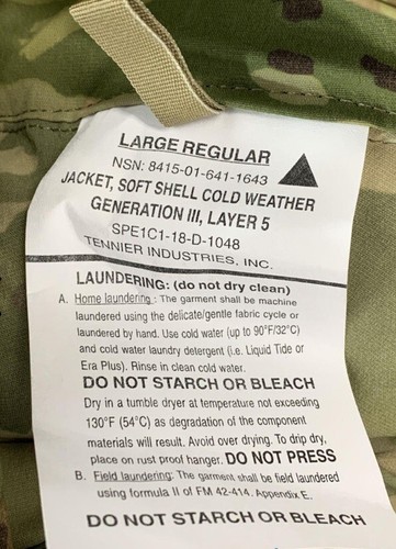 USGI Combat OCP Multicam Soft Shell Cold Weather Jacket Large Reg Free ...