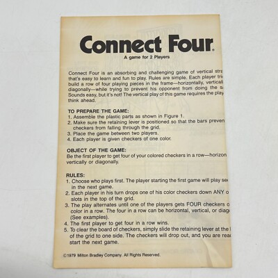 Connect Four Instructions 1986 Replacement Pieces Parts Rules | eBay