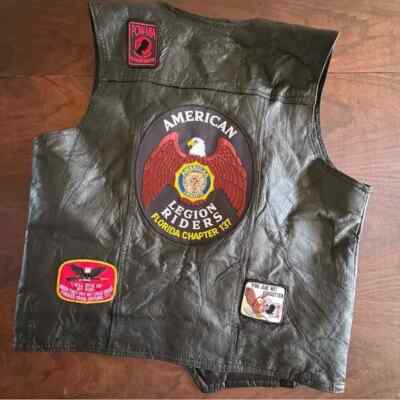 Rebel Rider American Legion Riders Leather Motorcycle Vest Military ...