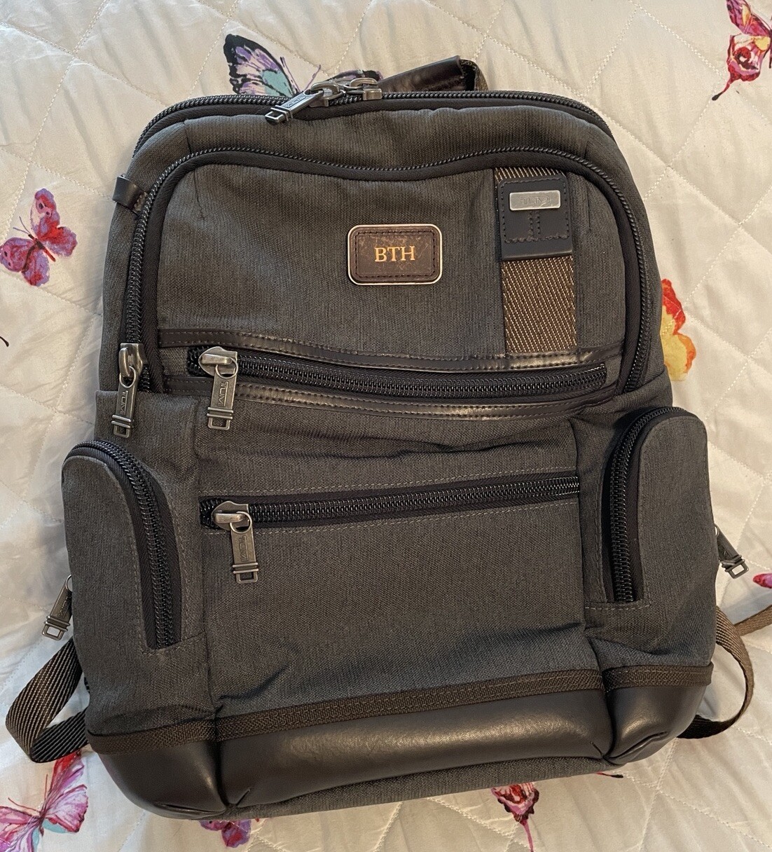 TUMI Alpha Bravo Backpack Brown Gray Canvas Leather 2… - Gem