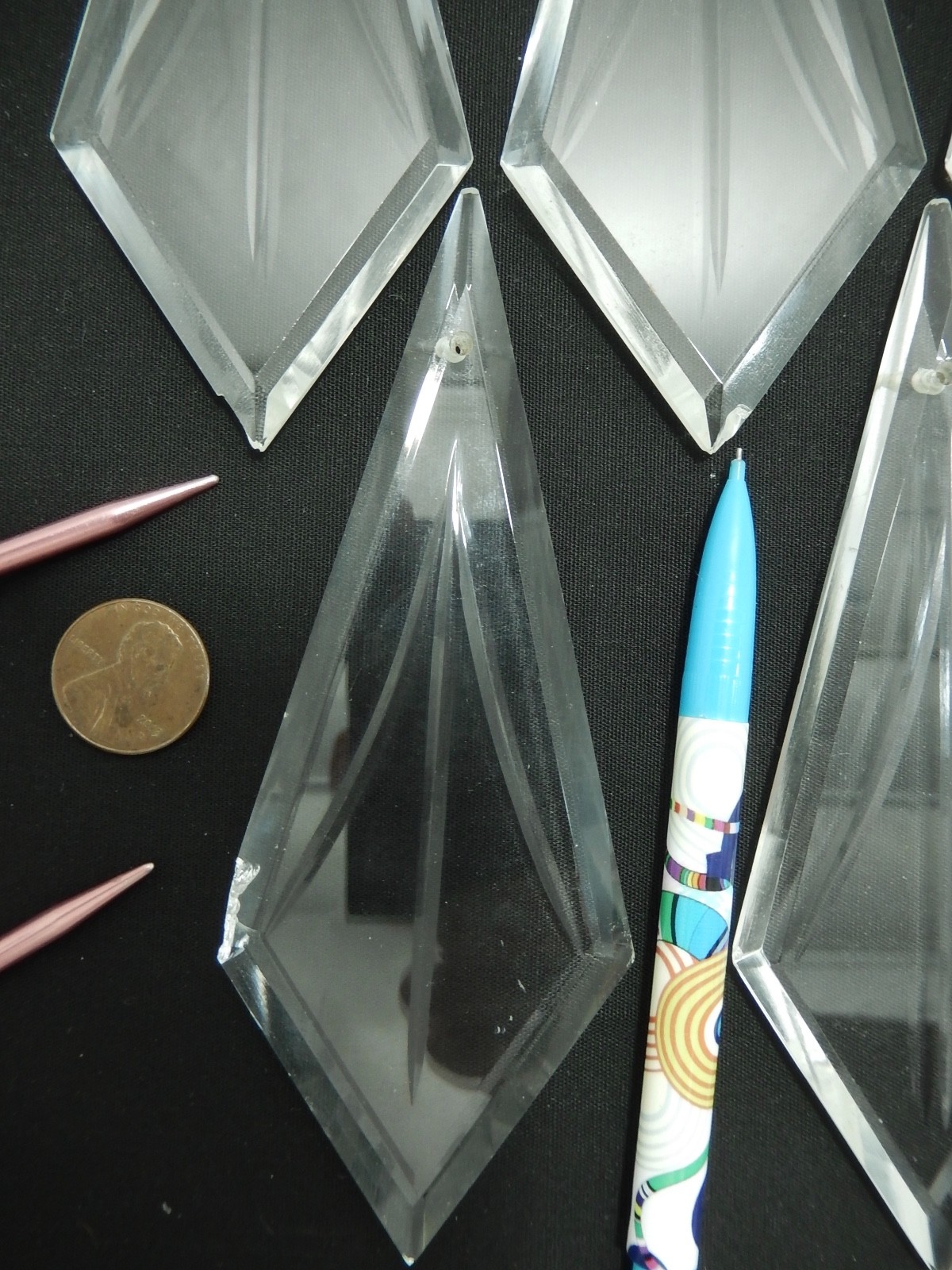 Set of 8 Large Vintage Elongated Diamond-Shaped Prisms. 123mm. Nice Set ...