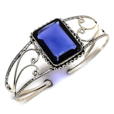 Iolite Quartz Gemstone Handmade Ethnic Cuff Jewelry Bangle Adjustable ...