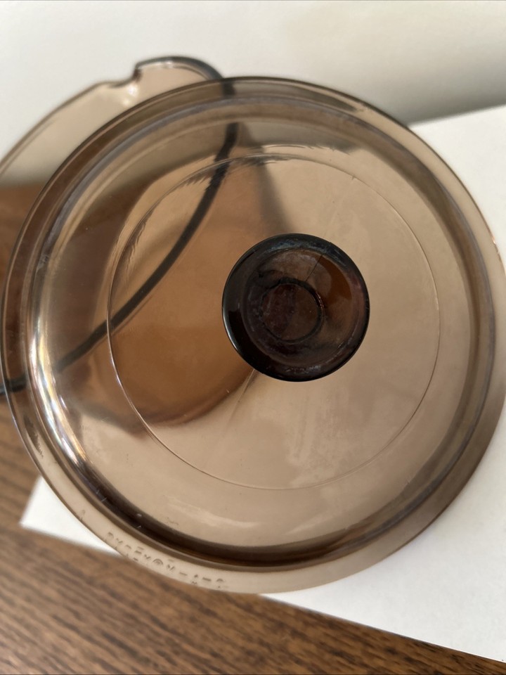Vintage Corning Vision Ware 1 L Amber Glass Pot Sauce Pan with Lid Made ...