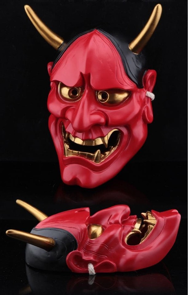 Red Hannya Mask Wall Decor Japanese Demon Mask Retro | eBay