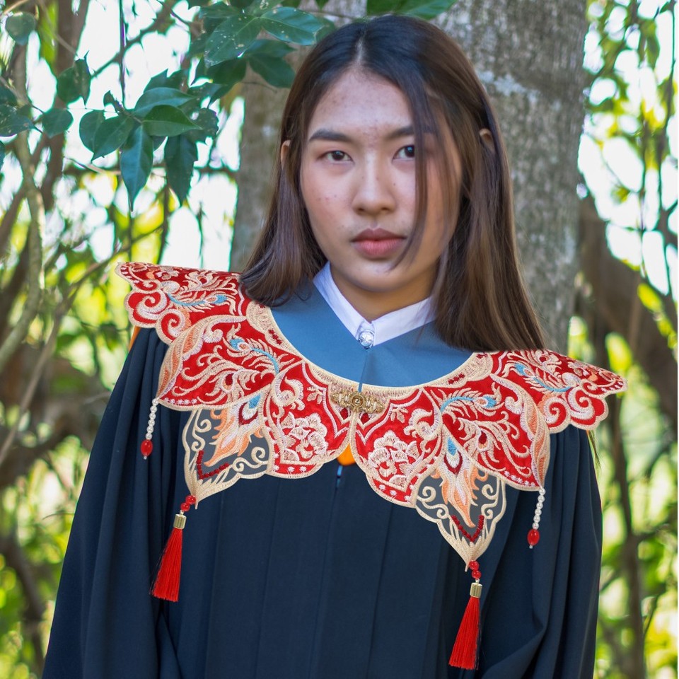 Hanfu Cape with Flowers Skirt Shoulder Scarf Graduation Gown Wrap ...