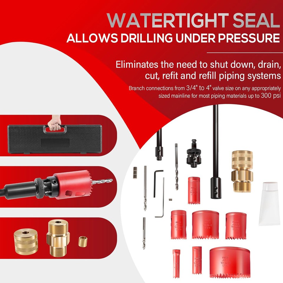 Hot Tapping Machine 08350 DM3MECH Hot Tap Kit for NPT Hole Saws and ...