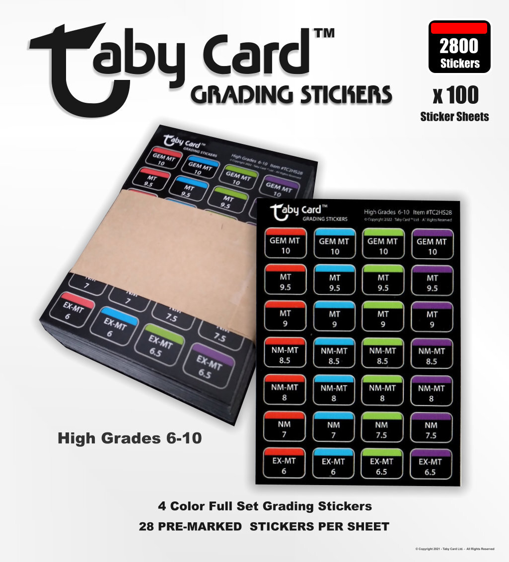 2800 pc. Taby Card™ Grading Sticker Set! (High Grades) 28 Stickers x100 ...
