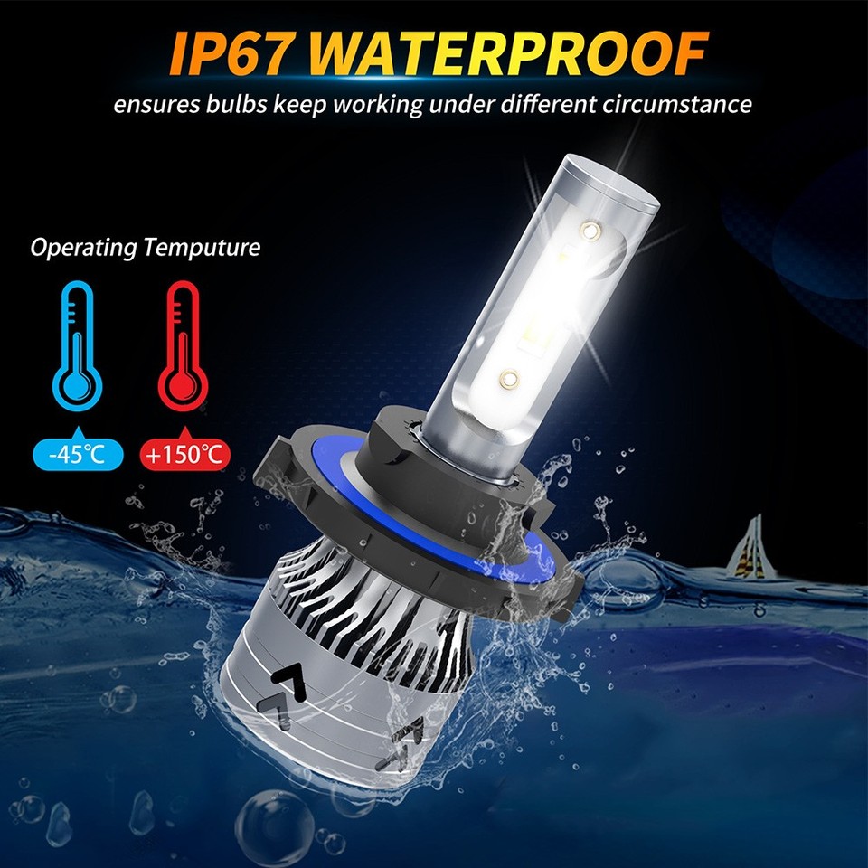 H13 9008 LED Headlights 10000K High Low Beam Bulbs For Jeep Gladiator ...