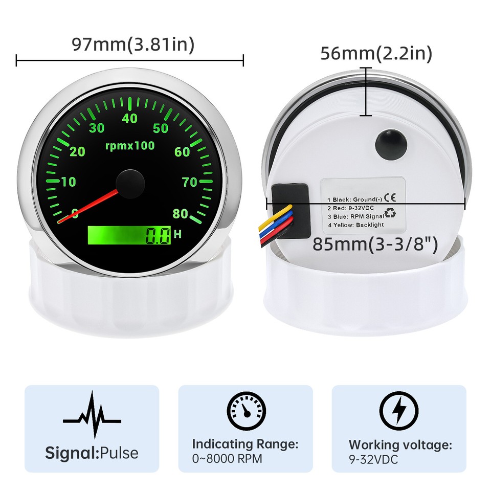 6 Gauge Set 85MM GPS Speedometer Tacho & 52mm Fuel Gauge Temp Oil Volt Car Boat | eBay