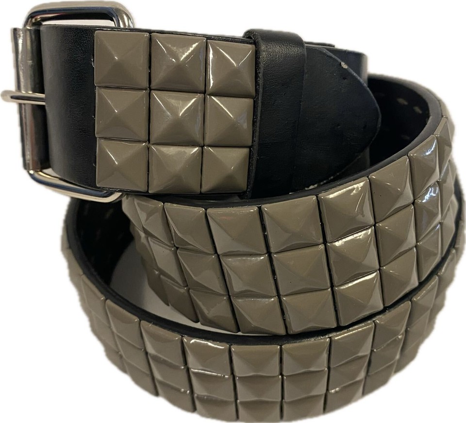 UNISEX Men/Women 2/3-Row Metal Pyramid Studded Belt Checker Punk Rock ...