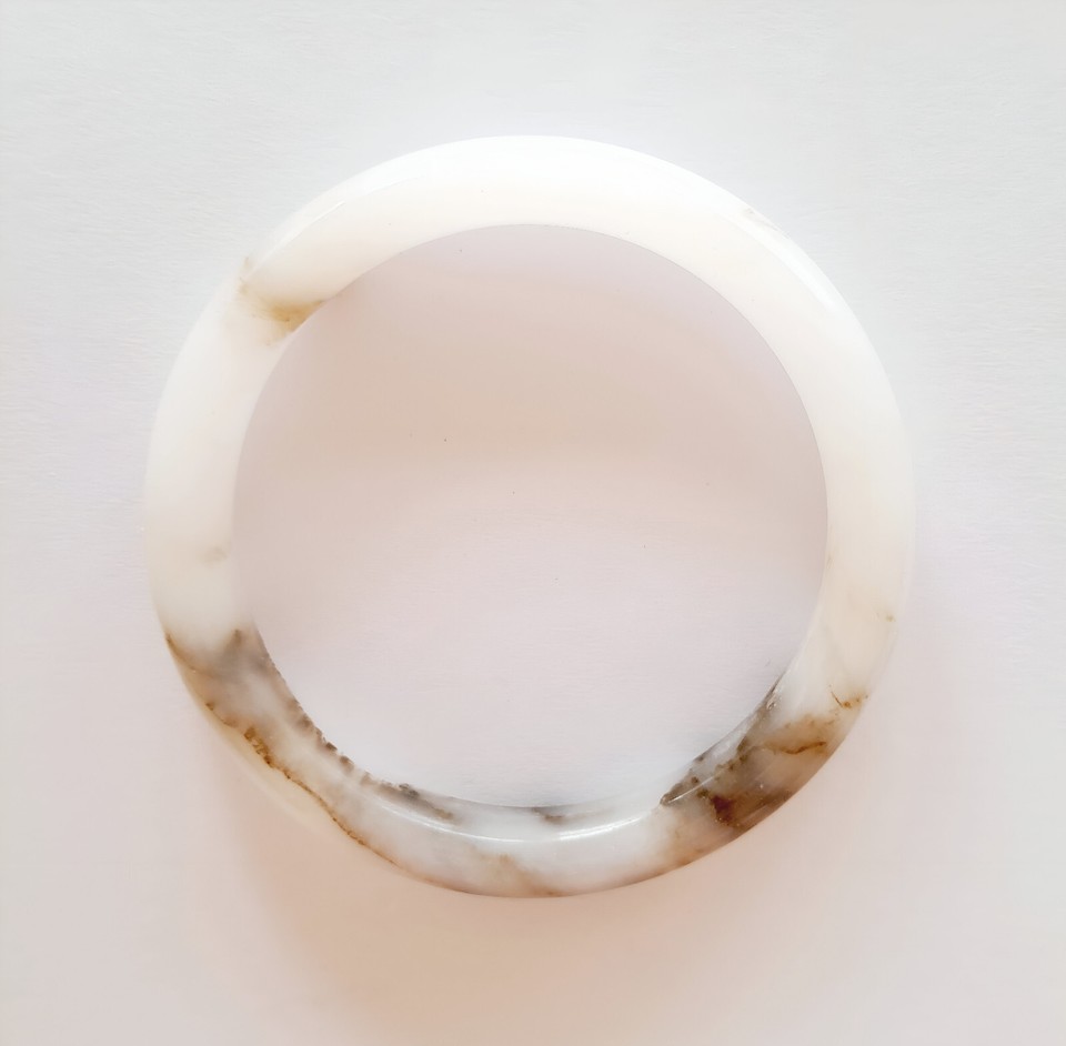 Natural Brown White Jade Stone Bangle Genuine Real Stone Bangle ...