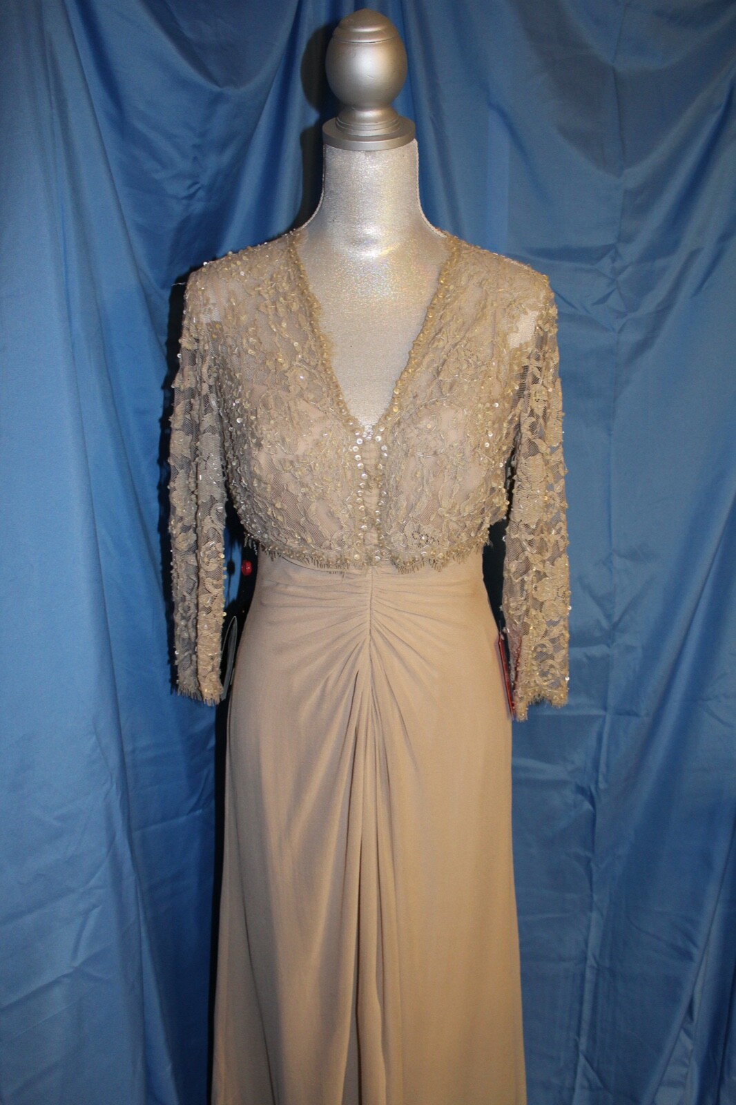 Brand New! Tadashi Shoji Designer Long Sleeve Sequin Lace Gown Wm P8 | eBay