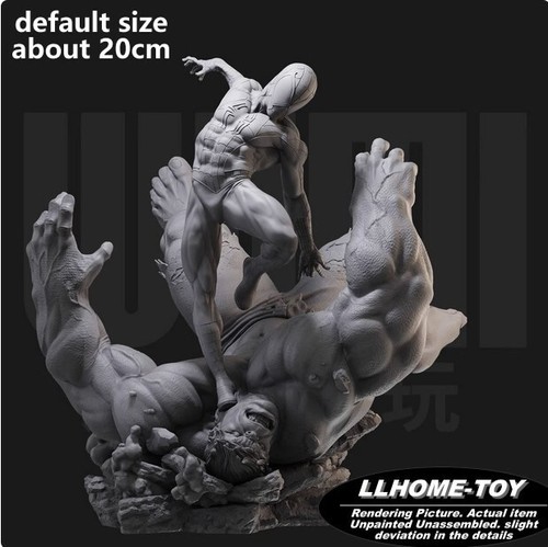 Anime Superhero Spider Man vs Hulk Fight Resin 3D Print GK Figure DIY ...