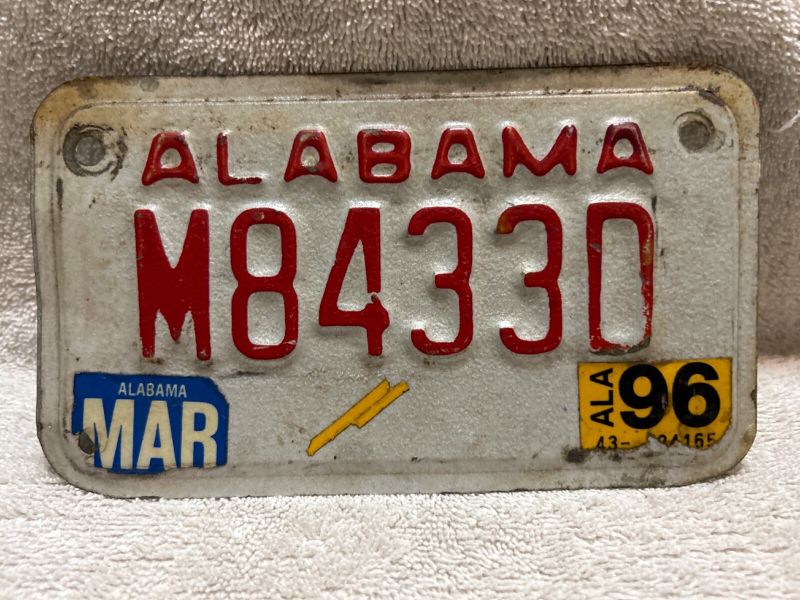 Vintage 1996 Alabama Motorcycle License Plate | eBay