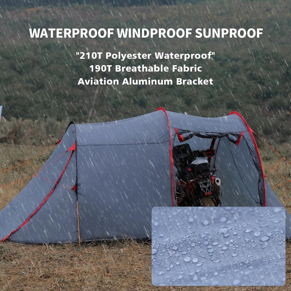 2 Person Camping Tent Motorcycle Tent Waterproof Instant Family Tents ...
