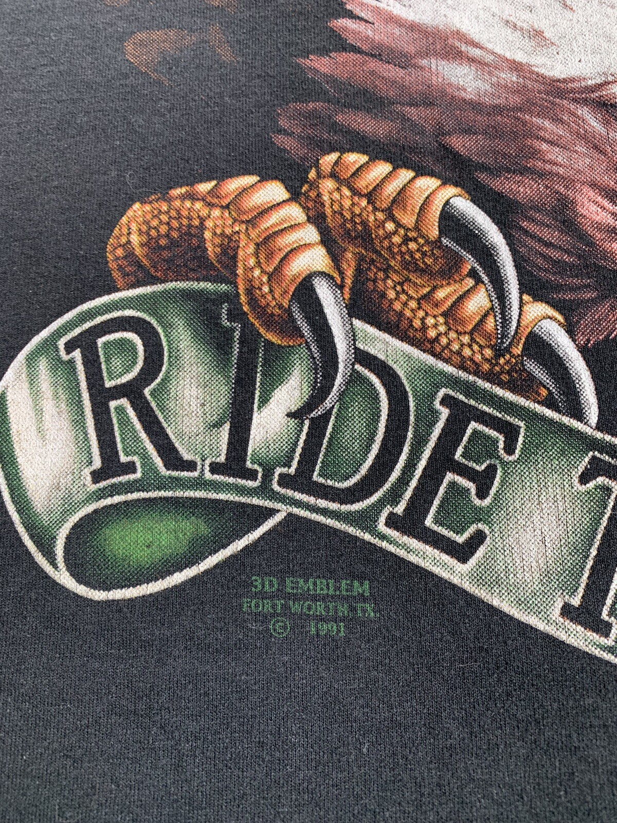 1991 3D Emblem Harley Davidson Live to Ride Eagle T-S… - Gem