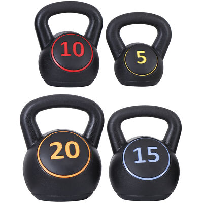 Kettlebell Set Concrete Exercise Fitness Weight Set 4-Pieces 5lb 10lb ...