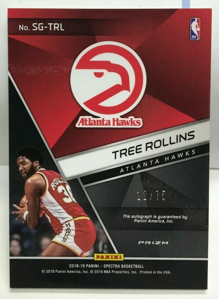 Tree Rollins 2018-19 Panini Spectra SILVER Prizm Autograph Auto #d 12/ ...
