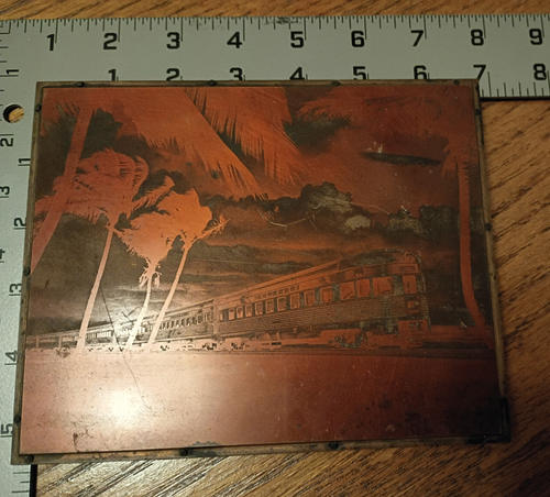 Seaboard Railroad round end observation car train - letterpress print ...