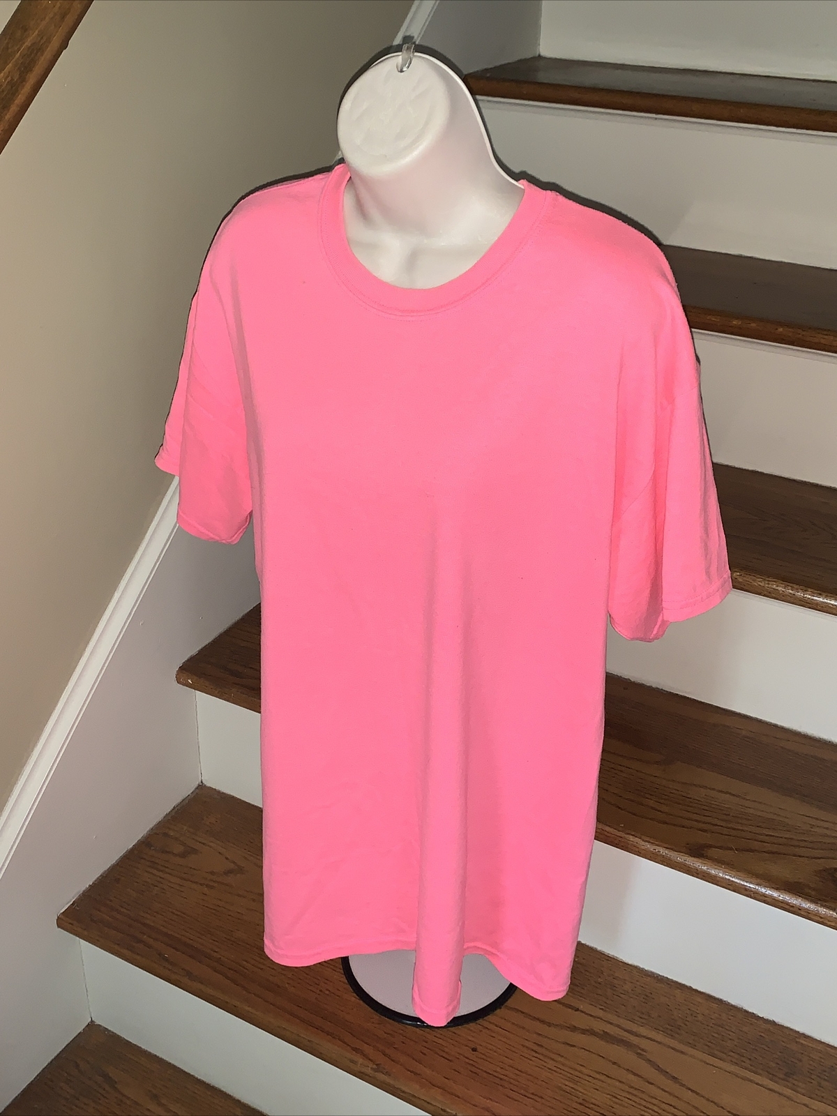 Gildan Bright Neon Fluorescent Pink T Shirt Top Size … - Gem