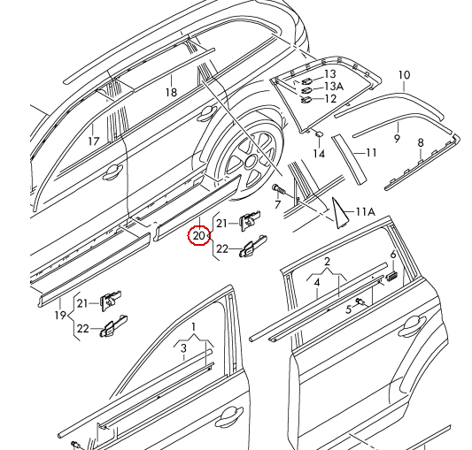 Genuine Audi Q7 S Line Left Rear Primed Lower Door Moulding Trim ...