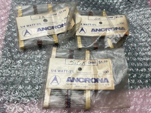 VTG NOS LOT OF 300 PCS ANCRONA 1/4 WATT-5% 1K 2K 5.6K OHM CARBON FILM ...