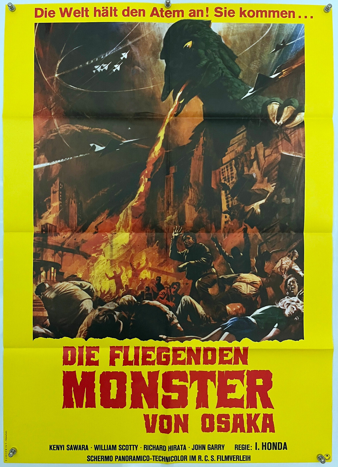 Ishiro Honda RODAN ! THE FLYING MONSTER original 1 sheet movie poster ...