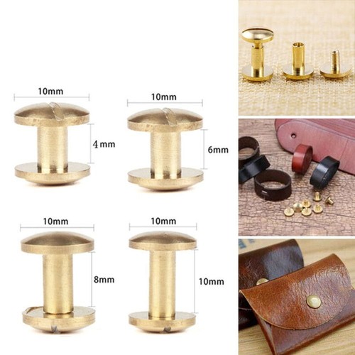 10pcs Brass Leather Craft Stud Rivets Solid Rivet Wallet Screw ...