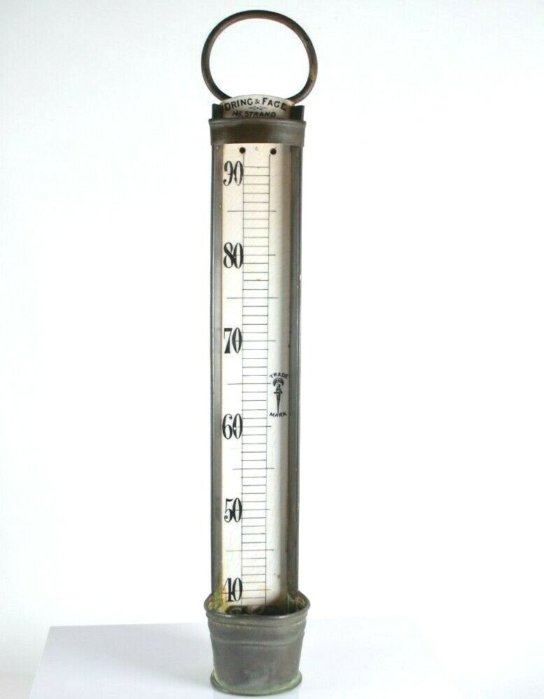 Antique Victorian Thermometer Dring & Fage London Copper Porcelain w ...