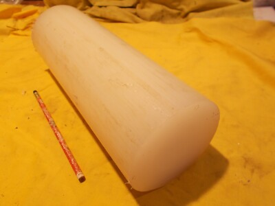 NATURAL UHMW ROD machinable plastic round bushing bar stock 4" OD x 12 ...