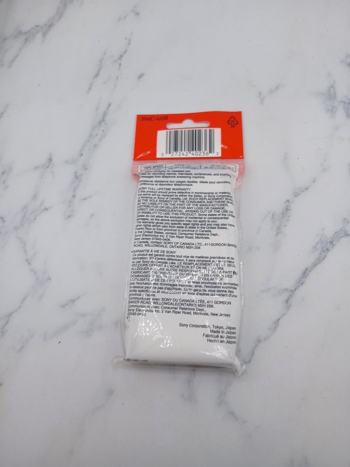 Sony 3MC-60B MC-60 Microcassette Blank Cassette Tape Disc 60 Minutes 3 ...
