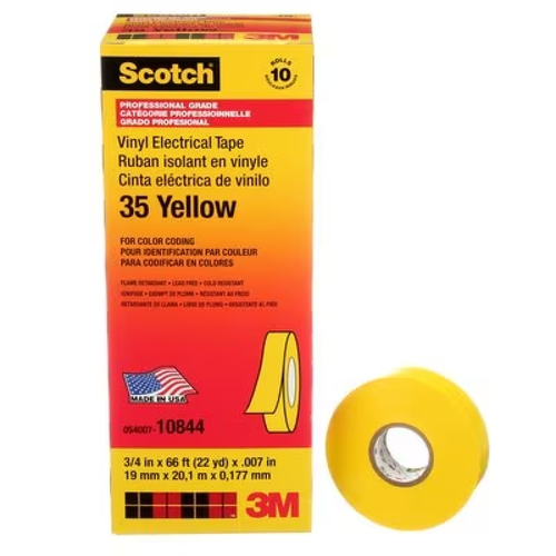3M Scotch Vinyl Color Coding Electrical Tape 35 3/4 in x 66 ft, Yellow ...
