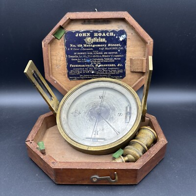 J.S. BAIRD Signed 1860s Antique SURVEY COMPASS w/ Wooden Box | eBay