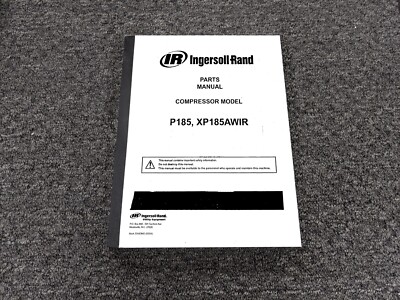 Ingersoll-Rand P185 XP185AWIR Compressor Parts Catalog Manual | eBay