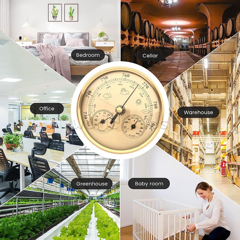 3-in-1 Hanging Temperature Humidity Barometer Home Garden Pointer ...