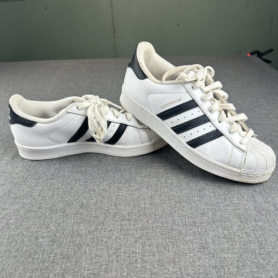 Adidas Superstar Leather 3-Stripe Shoes Women’s 7 White Black Leather ...