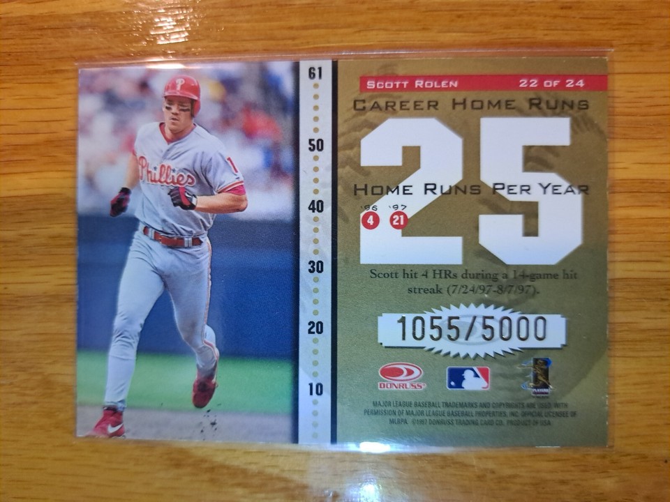 Scott Rolen RC 1997 Donruss Longball Leaders Insert 22 Of 24 #'d 1055/ ...